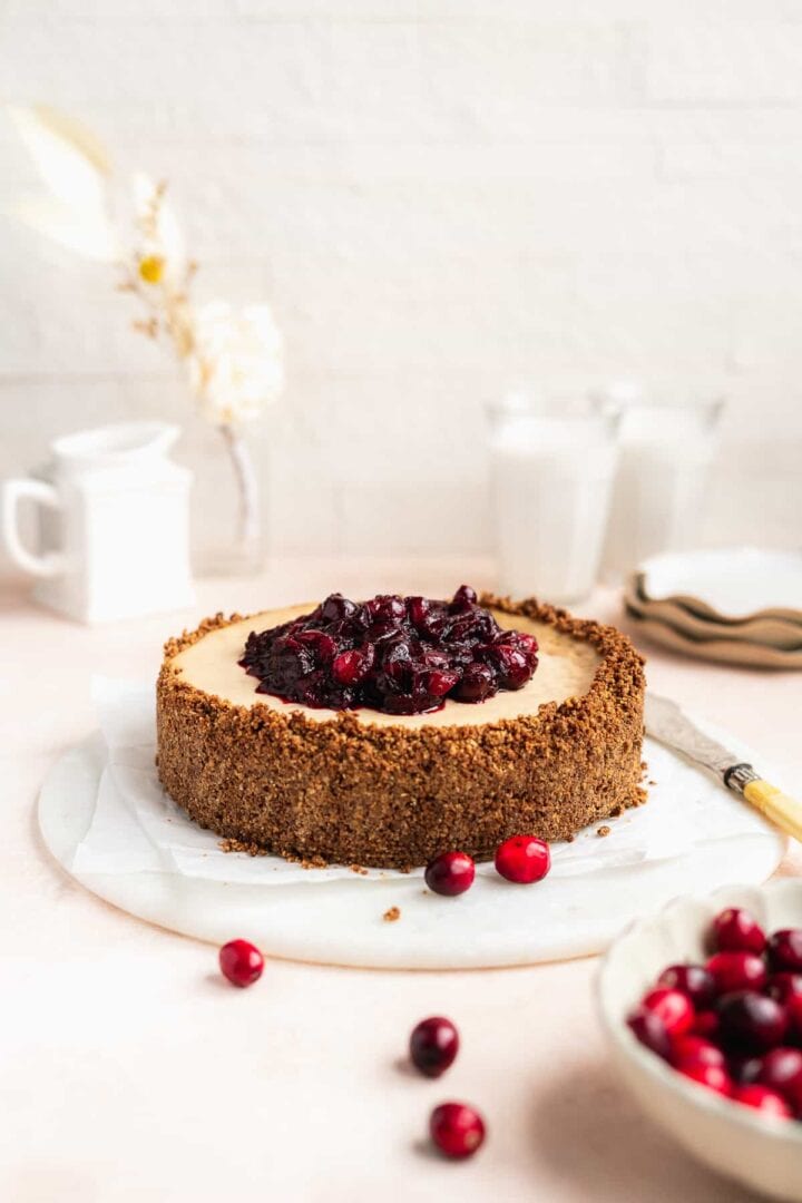 Baked Vegan Cheesecake (Gluten free and Egg free) - The Fit Peach