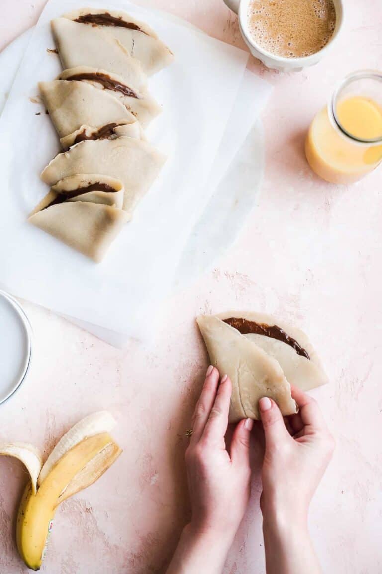 Chocolate SunButter Almond Milk Crepes (Paleo, GF, DF) - The Fit Peach