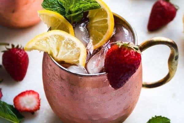 Muddled Strawberry Kentucky Mule - The Fit Peach