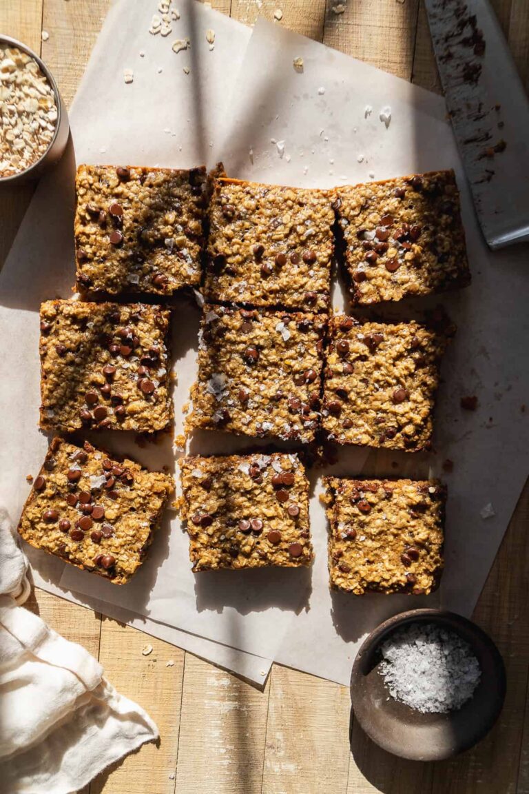 Healthy Oatmeal Chocolate Chip Bars - The Fit Peach